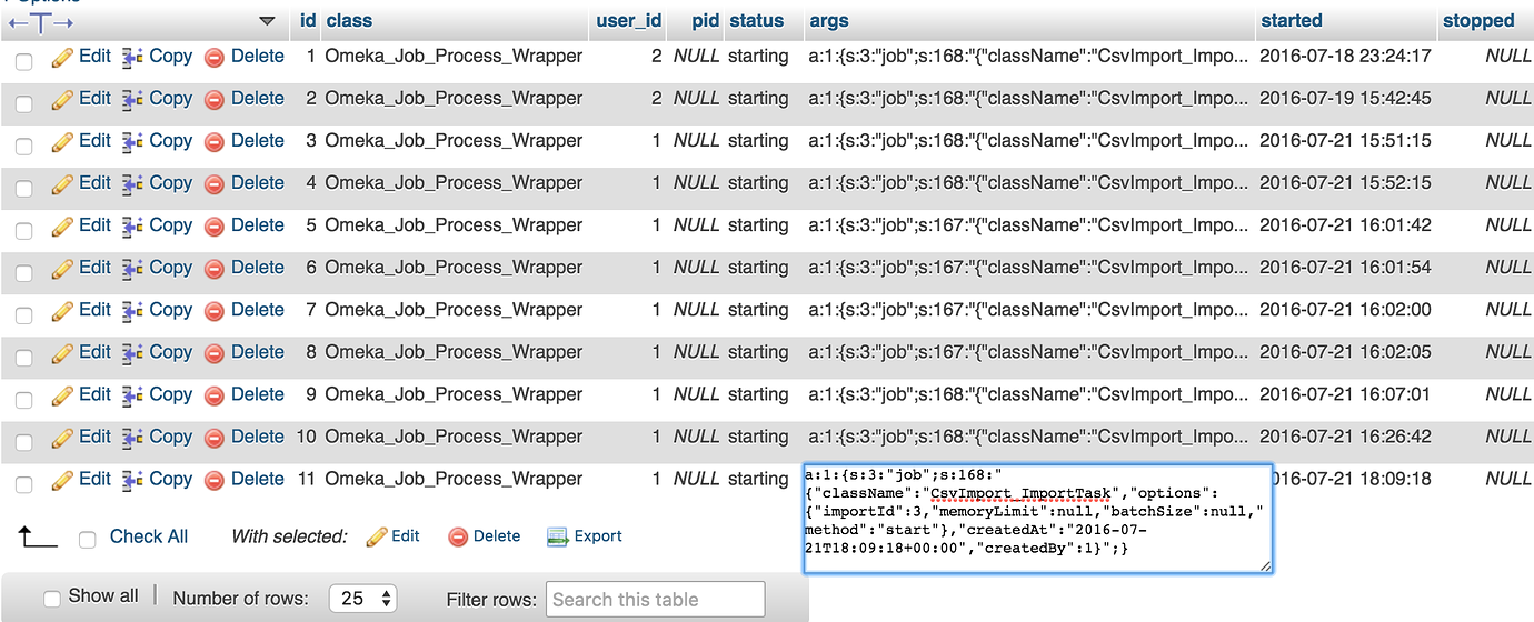 Cancel a queued/failed CSV import - Import/Export - Omeka Forum