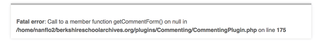 Commenting Plugin Error - Plugins - Omeka Forum