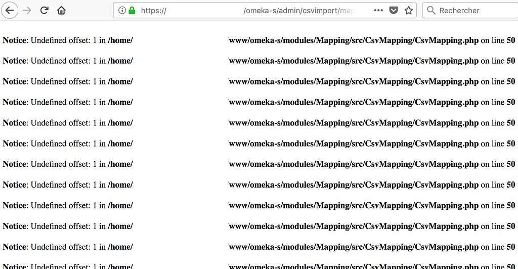 Mapping error message : Notice: Undefined offset: 1 - Modules - Omeka Forum